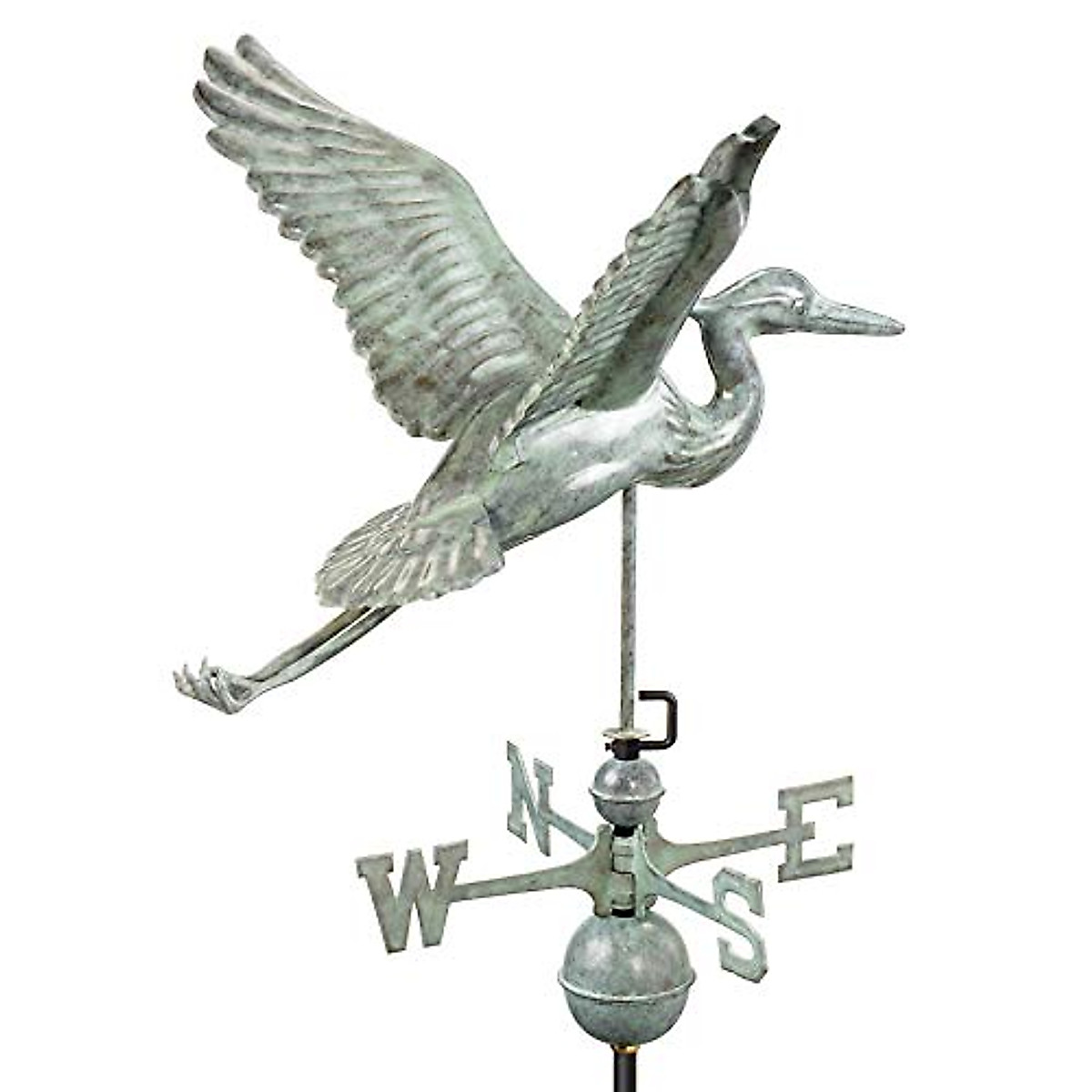 Good Directions Blue Heron Weathervane, Blue Verde Copper, Patina