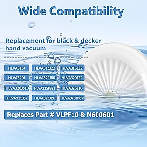 VLPF10 Replacement Filters Compatible with Black and Decker Dustbuster Hand Vacuum Model HLVA315J HLVA320J00 N575266 by Funmit (4 Pack)