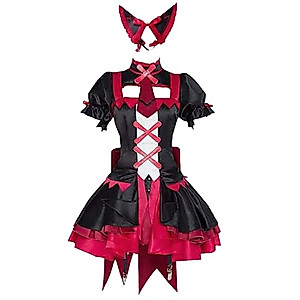 Poetic Walk Anime Womens Dress Kanochi Nite Kaku Rory Mercury Cosplay Costume (X-Large, Black&Red)