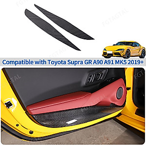 Soft Carbon Fiber Car Door Anti Kick Panel Trim Sticker Fit for Toyot@ Supra GR A90 A91 MK5 2019-2024, Inner Door Anti Kick Decorative Panel Protection Accessories, 2PCS