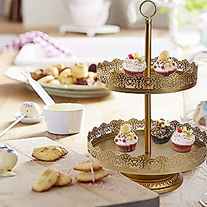 TOPZEA Set of 4 Cake Stands, Metal Cupcake Holder Tiered Dessert Serving Tower Decor Serving Platter Candy Fruit Display Plates for Baby Shower, Wedding, Birthday, Celebration, Christmas, Party, Gold