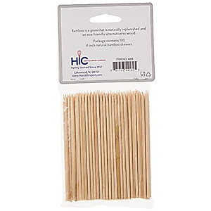HIC Harold Import Co. HIC Bamboo BBQ, Kabob and Grill Skewers, 4-Inches Long, Set of 100, 4 Inch, Brown