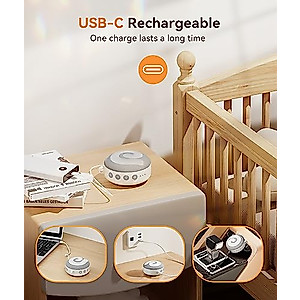 Portable Sound Machine Baby - Dreamegg D11 White Noise Machine for Baby Sleeping with Night Light, White Noise, Lullaby, Nature Sounds, Child Lock, USB Rechargeable Sound Machine for Travel Nursery