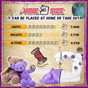 Portable Sewing Machine with Extension Table and Light, Mini Handheld Sewing Machine with Upgraded, Two Threads Double Speed Double Switches, Easy to Use for Kids,Beginners and DIY