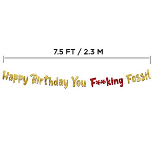 Funny Birthday Gold Glitter Banner – Happy Mens Birthday Party Supplies, Ideas, and Gifts – 21st, 30th. 40th, 50th, 60th, 70th, 80th Adult Birthday Decorations