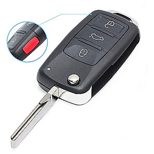 Beefunny 315MHz ID46 Chip 3+1 4 Button Replacement Flip Folding Remote Key Fob for Volkswagen Touareg 2002-2010 (1)