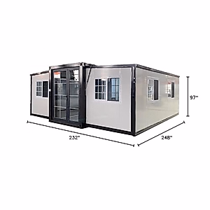 SAA Tiny Expandable Prefab House to Live in 1 Bathroom, 2 Rooms & 1 Kitchen- Foldable House, Container Home, Portable House, Tiny House for Small Family, Modular Guest House – 19 x 20 FT