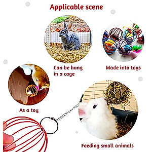2PCS Rabbit Hay Feeder Ball, Bunny Grass Sphere Play Chew Toy, 2-in-1 Hay Manger Dispenser for Chinchillas, Guinea Pigs, Hamsters, Small Animals Blue, Red