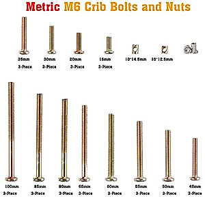 Crib Screws Bolts Replacement Hardware Parts Kit Metric M6 Allen Head Crib Bolts Barrel Nuts Compatible with StorkCraft Cribs Equinox Steveston Beckett Princess Tuscany Alpine Pacific Hillcrest Petal