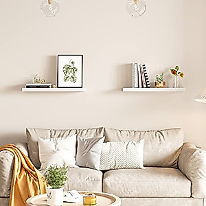 Fixwal White Floating Shelves, Set of 2 Wall Shelves, Large 23.6in x 6in Wall Mounted Shelf for Bedroom, Living Room, Bathroom and Plants