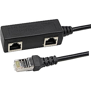 RJ45 Network Splitter Adapter Cable,zdyCGTime 1 RJ45 Male to 2 RJ45 Female Network Y Splitter Cable, LAN Connector, Suitable for Super Category 5 Ethernet, Category 6 Ethernet.(Black) (Black)
