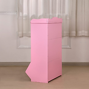 AFBKSS&BB Children Book Shelf, Kids Wood Shelf, Children Multi-Functional Bookcase, Wood Storage Cabinet and Toy Storage Bin (Pink)