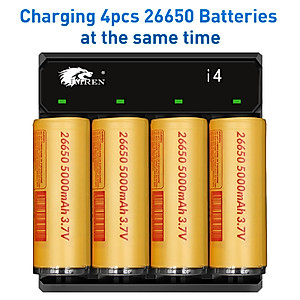 IMREN 26650 21700 Battery Charger, 4Bay 26650 21700 Fast Battery Charger,3.7V Lithium-ion Battery Charger for 18650 18500 18350 17650 17670 17500 20700 21700 26650 Batteries (4 Bay)