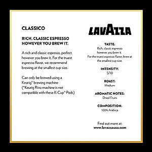 Lavazza Espresso Single-Serve Coffee K-Cups for Keurig Brewer, 32 Count