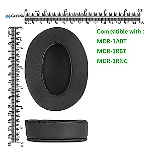 Geekria Sport Extra Thick Cooling Gel Replacement Ear Pads for Sony MDR-1ABT, MDR-1RBT, MDR-1RNC Headphones Ear Cushions, Headset Earpads, Ear Cups Repair Parts (Black)