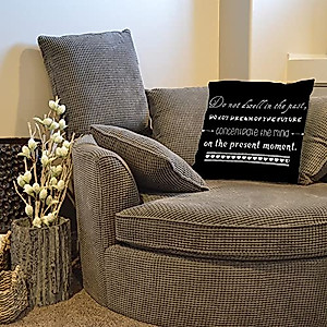 Inspirational Do Not Dwell in The Past Do Not Dream of The Future Concentrate The Mind On The Present Moment Throw Pillows for Couch Black Rustic Cozy Square Pillow for Couch Sofa Bedroom Car Living