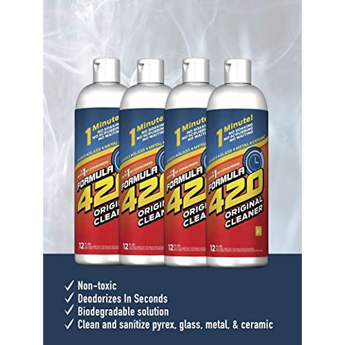 Formula 420 Glass Metal Ceramic Pipe Cleaner 12 Oz Bottles 4 Pack
