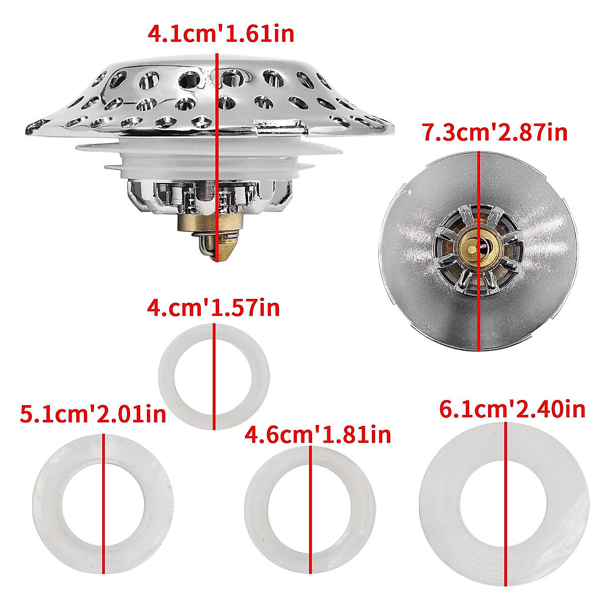 Miayaya Copper Bathtub Stopper with Dual Filtration Design 2 in 1 Tub Stopper with Drain Hair Catcher Pop Up Bathtub Drains Plug for 1.45-1.8 Inch Drain Shoe