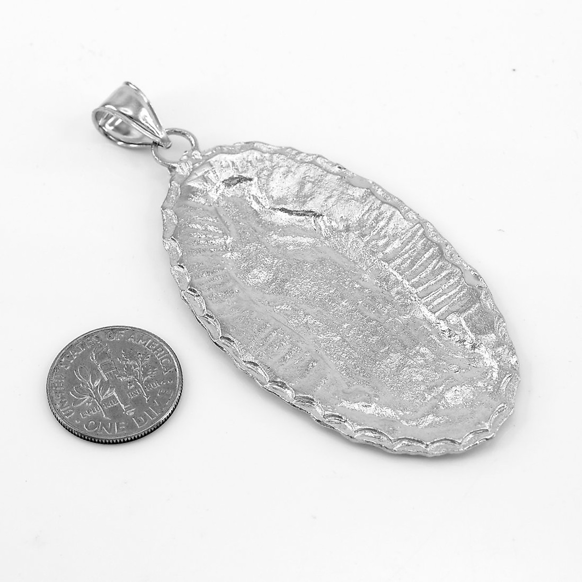 Religious Jewelry 925 Sterling Silver Miraculous Medal Charm Blessed Our Lady of Guadalupe Extra Large Pendant