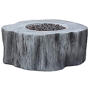 Elementi Manchester Outdoor Gas Firepit Table 42 Inches Natural Gas Fire Pit Patio Heater Concrete High Floor Clearance Firepits Outside Electronic Ignition Backyard Fireplace Cover Lava Rock Included