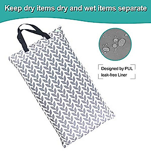 wegreeco Reusable Hanging Wet Dry Cloth Diaper Bag (2 Pack, Grey Leaf, Grey)