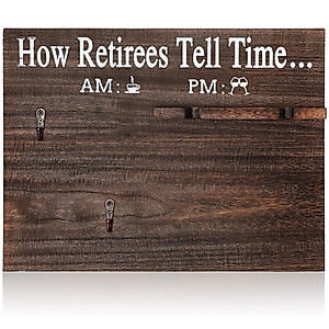 Wall Wooden Coffee Glasses Holder Rack, How To Tell Time Wooden Cup Holder, Popular Unique Gift for Couples Lovers Mother Women Retirements Gift, Mugs Glasses Not Included (How Retirees Tell Time)