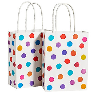 SUNCOLOR 25 Pieces 6" Mini Goodie Bags Small Gift Bags with Handle for Party Favor Bags (Polka Dot)