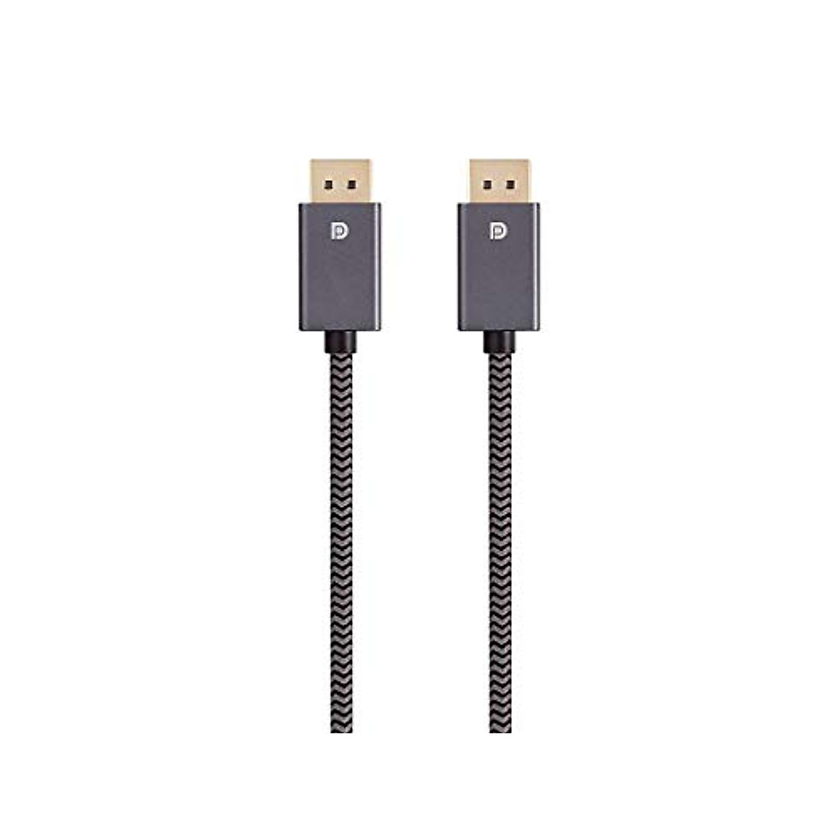 Monoprice DisplayPort 1.4 EasyPlug Nylon Braided Cable - 12 Feet - Gray | Up to 32.4 Gbps, 8K@60Hz, DPCP, HDCP, 3D Video, HBR3, DSC 1.2
