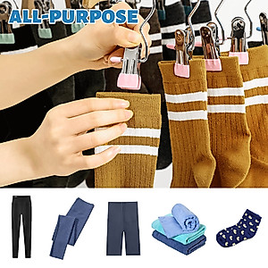 40 Pack Legging Organizer for Closet, Pants Hangers Space Saving, 360°Rotating Hangers for Yoga T-Shirts, Tights Gym Clothes, Portable Stainless Steel Single Clips with Rubber Coated for Travel