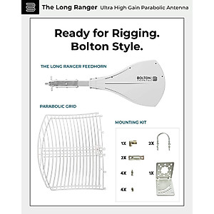 Bolton Long Ranger | New Parabolic Antenna - up to 20 Miles Range | High gain Cellular/WiFi Antenna up to +28 dB | All Cell Bands LTE,4G,5G,3G, WiFi 2.6/5 GHz WiFi 6 (Renewed)