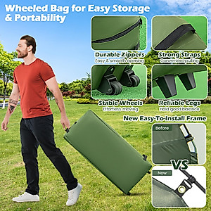 Tangkula 5-in-1 Tent Cot, 2 Person Camping Tent Combo with Awning, Air Mattress, Sleeping Bag, Air Pillow, Camping Cot, Elevated Single Cot Tent with Carrying Bag for Outdoor Hiking, Picnic, Travel