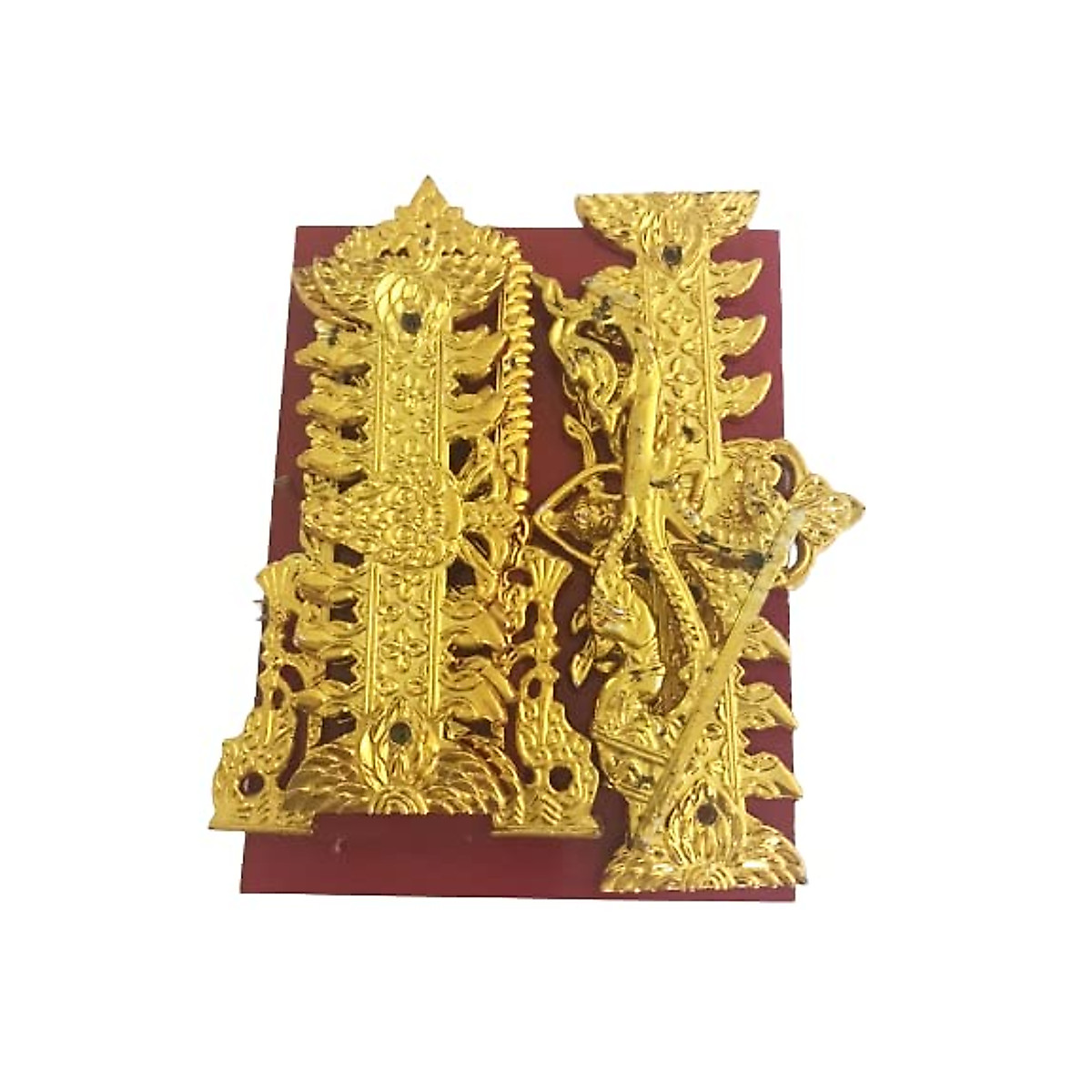 linnilyn Buddha Wood Shelf Wall Buddhist Display Vintage Gold Red Shrine 11 inches