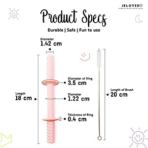 Jeloved Hollow Teether Tubes 4 Pack, Soft Silicone Baby Teething Toys for Baby with Safety Shield, Chew Straws Toy for Babies, Teether Tubes for Infants, BPA Free/Freezable/Dishwasher Safe