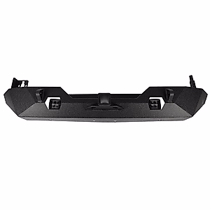 OCPTY Front Bumper and Rear Bumper with and Tire Carrier Fit For 2007-2015 2016 2017 2018 for Jeep Wrangler JK Winch Plate with D-ring with and Tire Carrier Texture Black