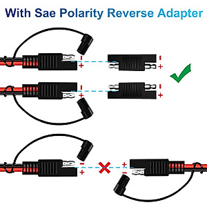 RWUJILONG 12V/24V Cigarette Lighter Plug to SAE Quick Release Adapter Extension Cable 10FT with SAE Reverse Polarity Adapter and 15A Spare Fuse