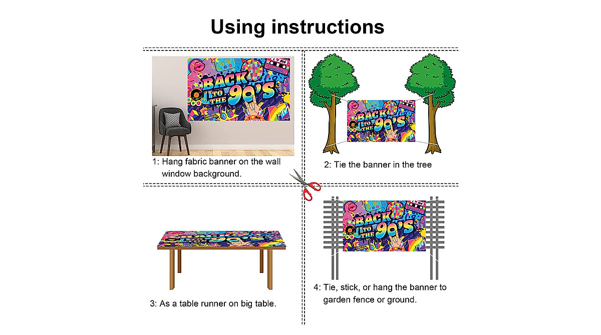 Retro 90s Banner for Parties | DPKOW 1990s Backdrop | Vibrant & Durable