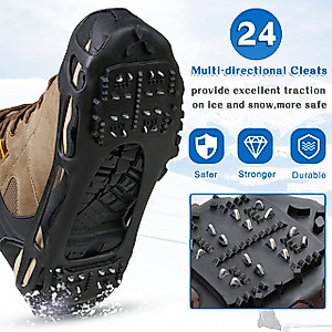Ice Cleats Snow Traction Cleats Crampons Non Slip Ice Grippers for Shoes and Boots Walking on Snow Ice Winter Ice Traction Cleats Overshoe for Women Men
