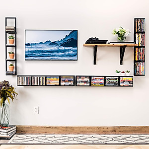 You Have Space Wall Mount 34 Inch Media Storage Rack CD DVD Organizer Metal Floating Shelf Set of 2 Black