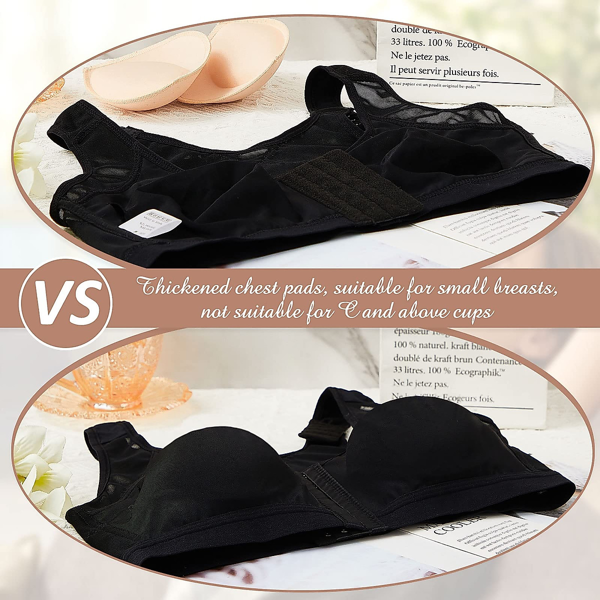 Jiuguva 2 Pairs Push up Bra Inserts Sports Replacement Pads Breast Enhancer Cups Sewn Edges Bra Padding Insert