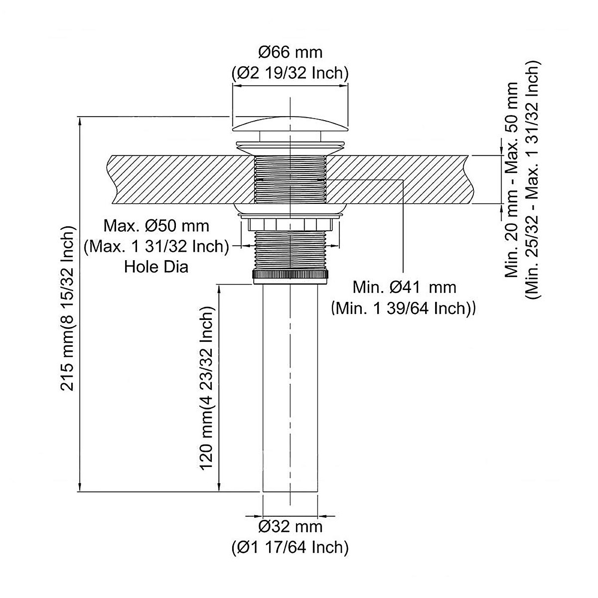 Bathroom Sink Drain Without Overflow with Strainer Basket Detachable Vessel Sink Lavatory Vanity Pop Up Drain Stopper Polished Chrome