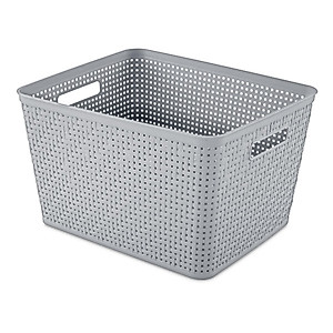 Sterilite 6 Pack Plastic Storage Bin Organization Containers, Tall Baskets, Cement