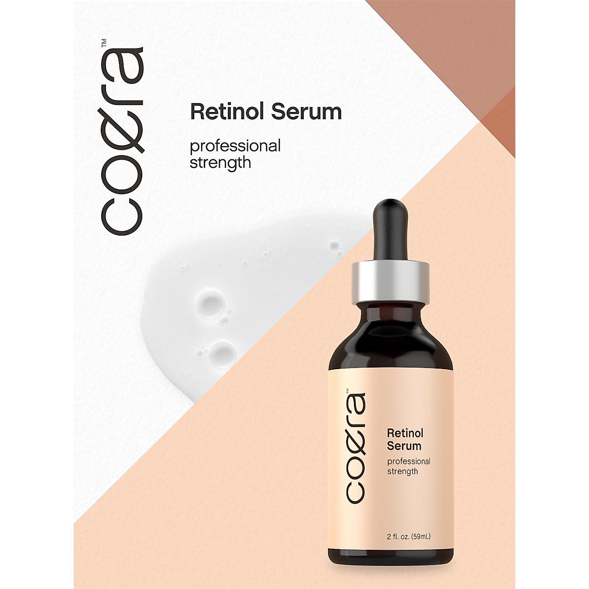 Coera Retinol Serum for Face | 2 fl oz | Professional Strength Formula | Free of Parabens & Fragrances | Packaging May Vary