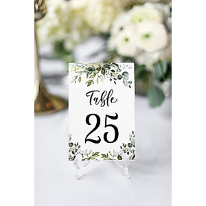 Printed Party Table Card Numbers Set, 1-40 and Head Table Card, Greenery