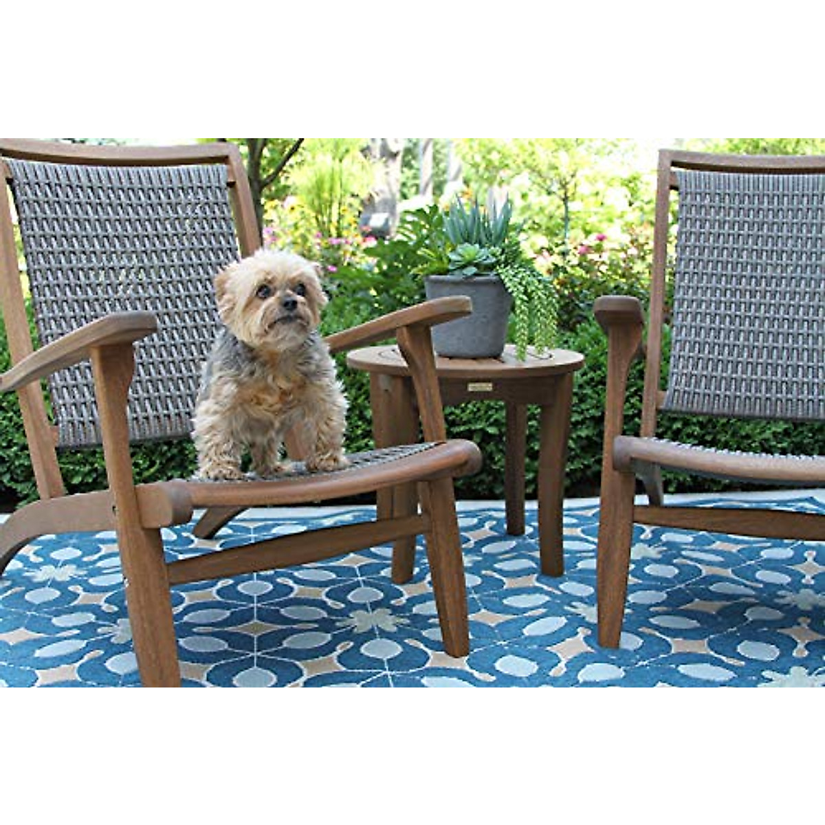 Outdoor Interiors 21250 Driftwood Wicker & Eucalyptus Lounger Lounge Chair, Drifwood Grey