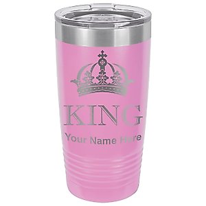 LaserGram 20oz Vacuum Insulated Tumbler Mug, King Crown, Personalized Engraving Included (Light Purple)
