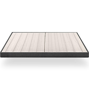 ZINUS Upholstered Metal and Wood Box Spring, 4 Inch Mattress Foundation, Easy Assembly, Fabric Paneled Design, Queen, Grey