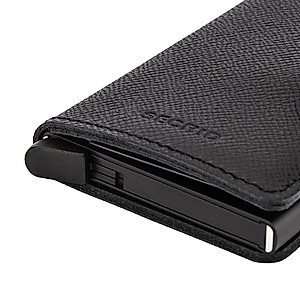 SECRID - Men Mini Wallet Genuine Original Leather RFID Safe Card Case for max 12 cards (Crisple Black)
