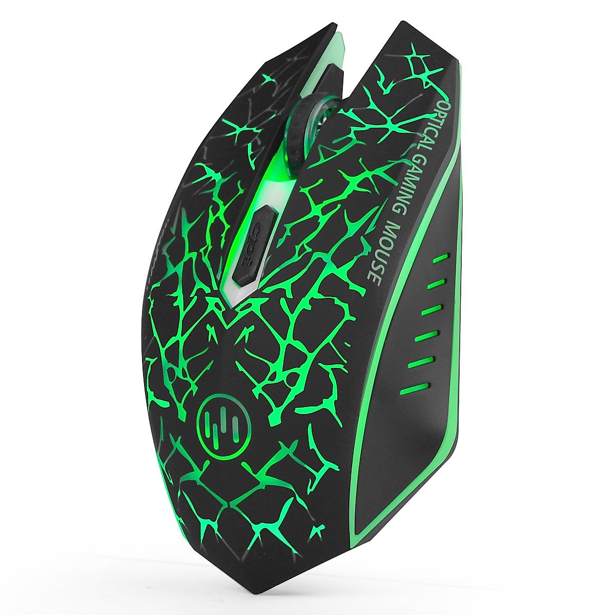 VEGCOO C12 Wireless Gaming Mouse,Rechargeable Mice Silent Click Cordless Mouse with 6 Buttons PC Gaming Mice Advanced Technology with 2.4GHZ Up to 2400DPI for PC Laptop (Green)