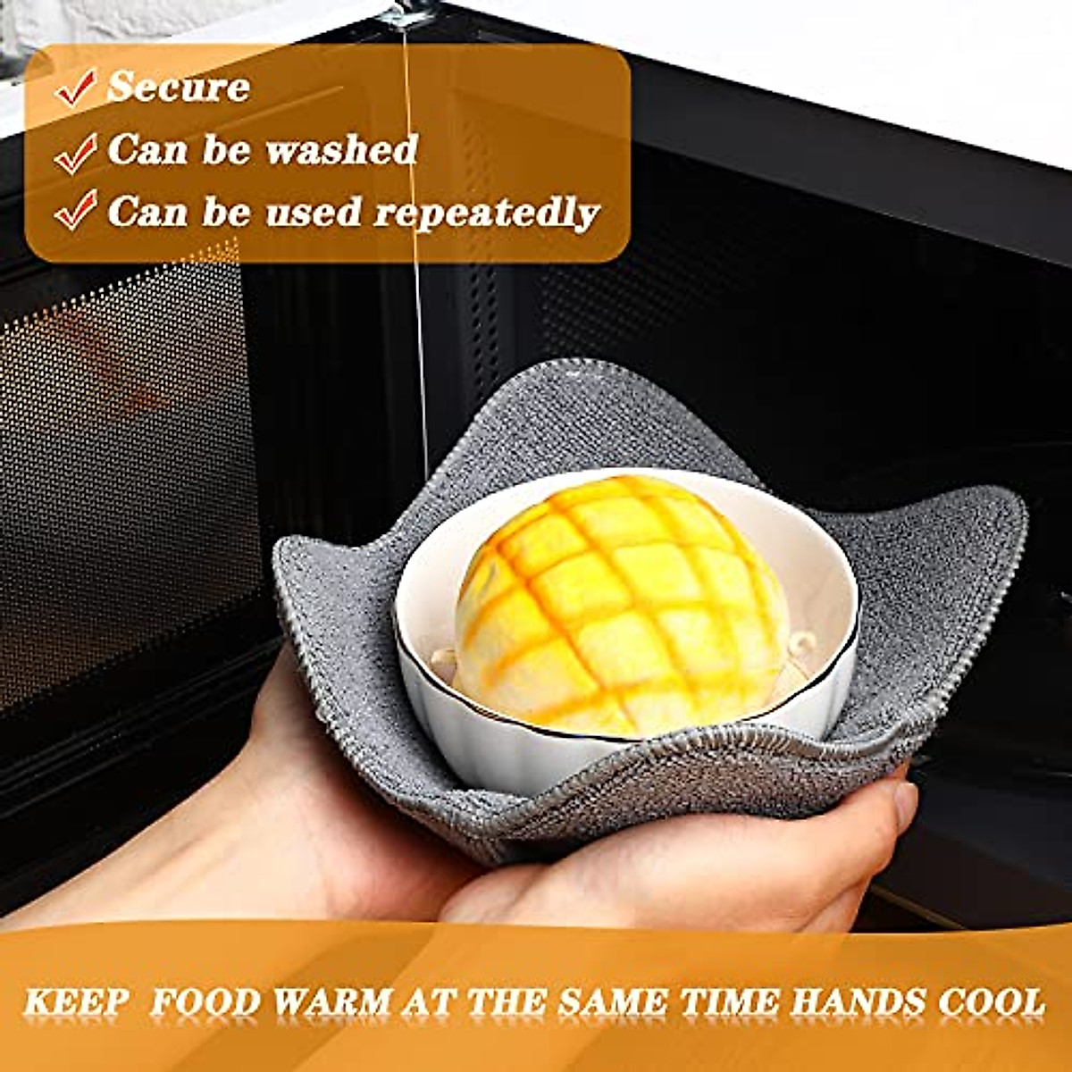 8 Pieces Bowl Holders Microwave Safe Bowl Pot Holder for Hot Soup, Food, Meals (Grey)
