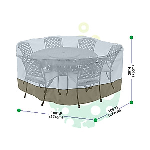 monsoon Large 108 in. Round Patio Table with Chairs Cover 108L x 108W x 29H